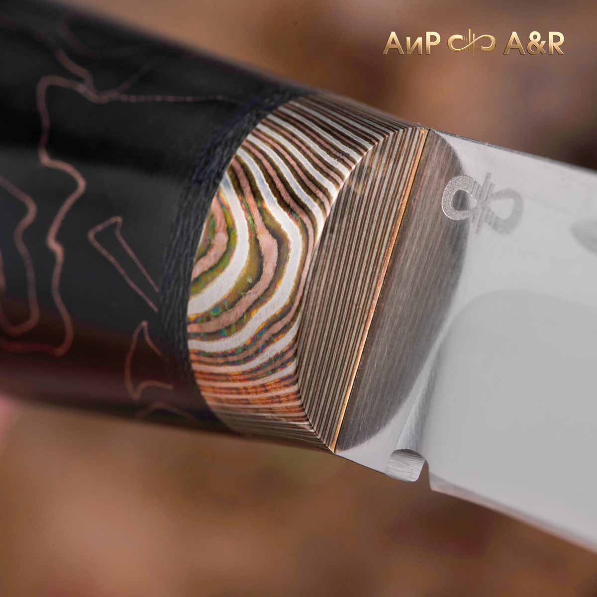 Купить нож Финка Лаппи (композит светящийся, "волны", мокуме гане ...